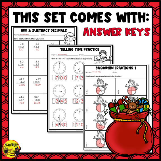 Christmas Math Worksheets | Numbers to 10 000 | Paper – brainninjas