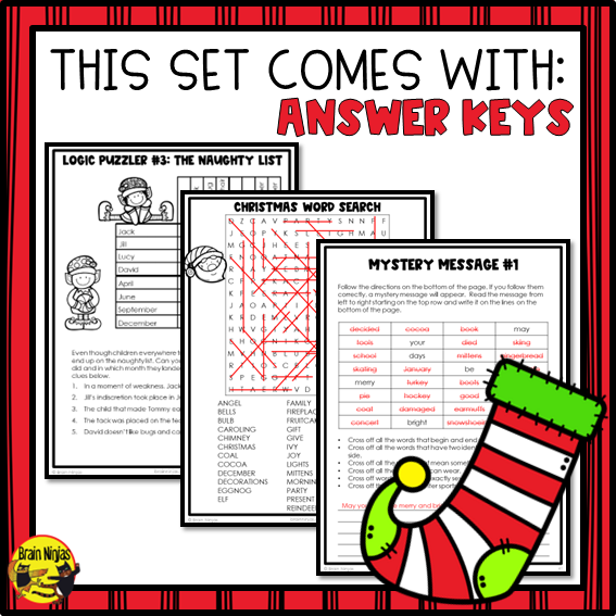 Christmas Puzzle Activities | Paper and Digital – brainninjas