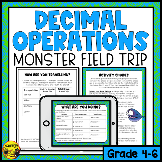 Decimal Operations Activity | Monster Field Trip | Paper and Digital ...
