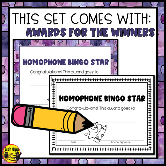 Homophones Bingo | Paper and Digital – brainninjas