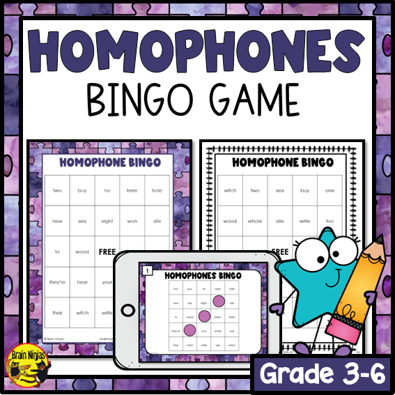 Homophones Bingo | Paper and Digital – brainninjas