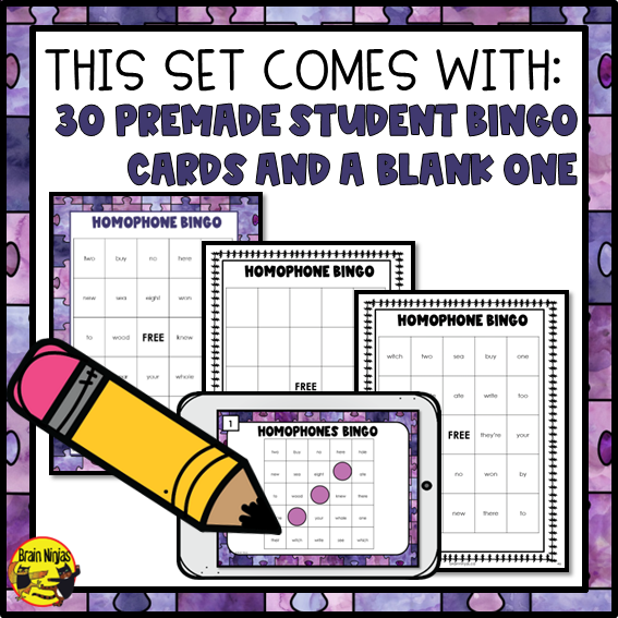 Homophones Bingo | Paper and Digital – brainninjas