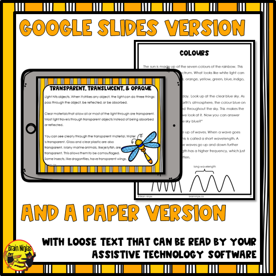 Light and Shadow Science Reading Passages | Paper and Digital – brainninjas