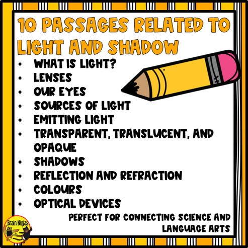 Light and Shadow Science Reading Passages | Paper and Digital – brainninjas