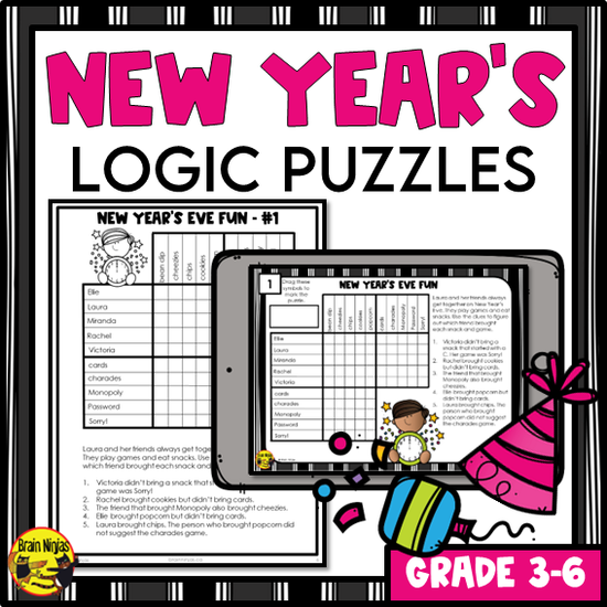 New Years Logic Puzzles | Paper and Digital – brainninjas