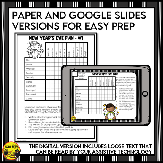 New Years Logic Puzzles | Paper and Digital – brainninjas