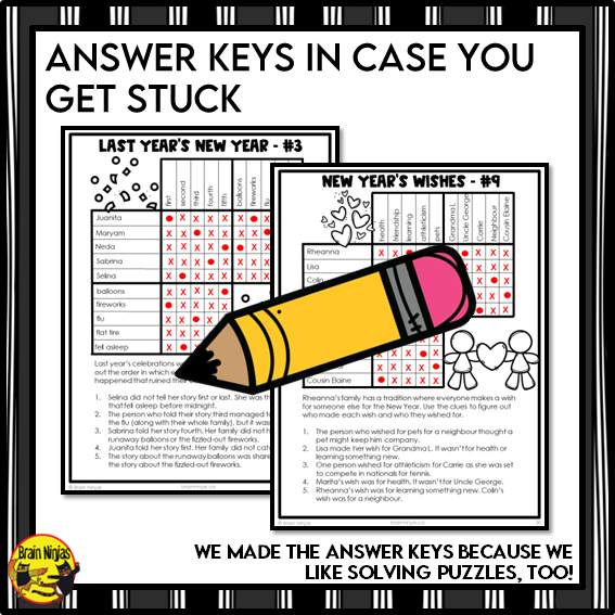 New Years Logic Puzzles | Paper and Digital – brainninjas