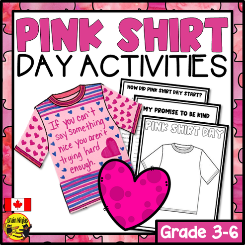 Pink Shirt Day | Health and Wellness Activity | Paper | Grade 4 Grade ...