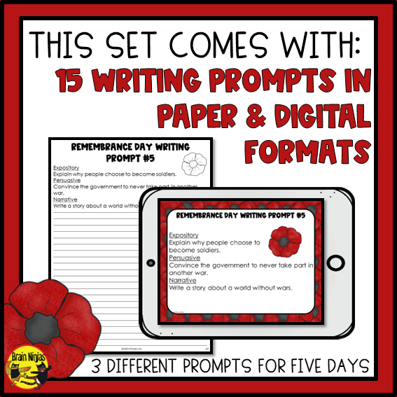 Remembrance Day in Canada Reading and Writing Activities | Paper and D ...