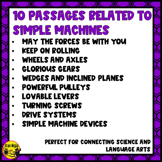 Simple Machines Reading Passages Paper And Digital Brainninjas