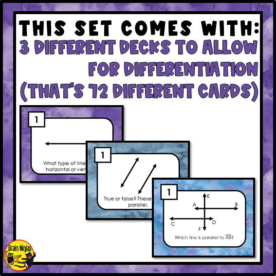Types of Lines Math Task Cards | Paper and Digital | Grade 4 Grade 5 ...