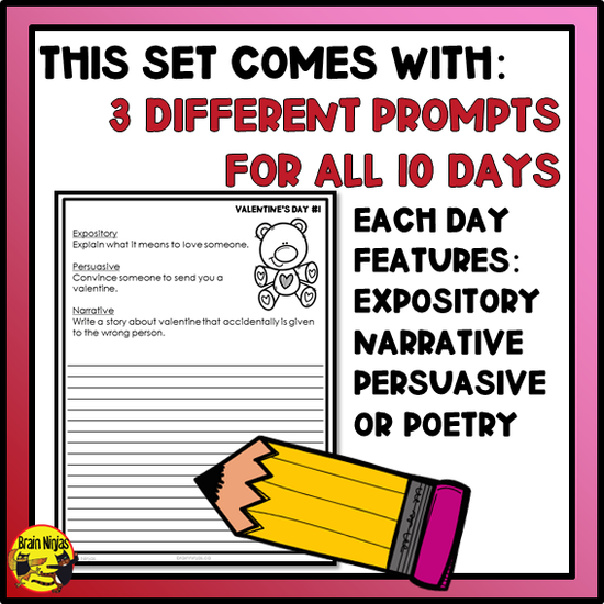 Valentine's Day Writing Prompts | Paper and Digital – brainninjas