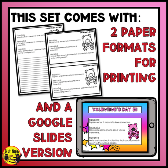 Valentine's Day Writing Prompts | Paper and Digital – brainninjas