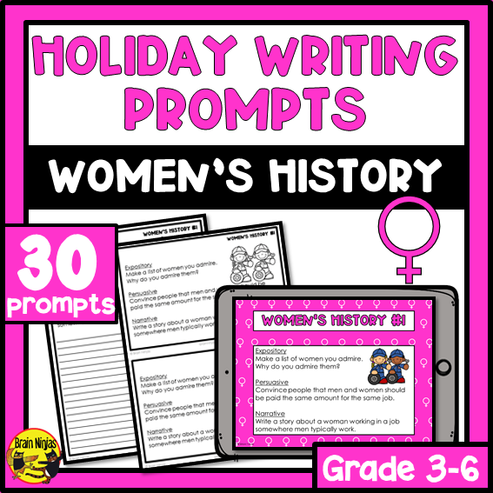 Women's History Writing Prompts | Paper and Digital – brainninjas