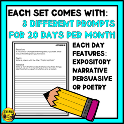 Daily Writing Prompts Monthly Bundle | Paper and Digital – brainninjas